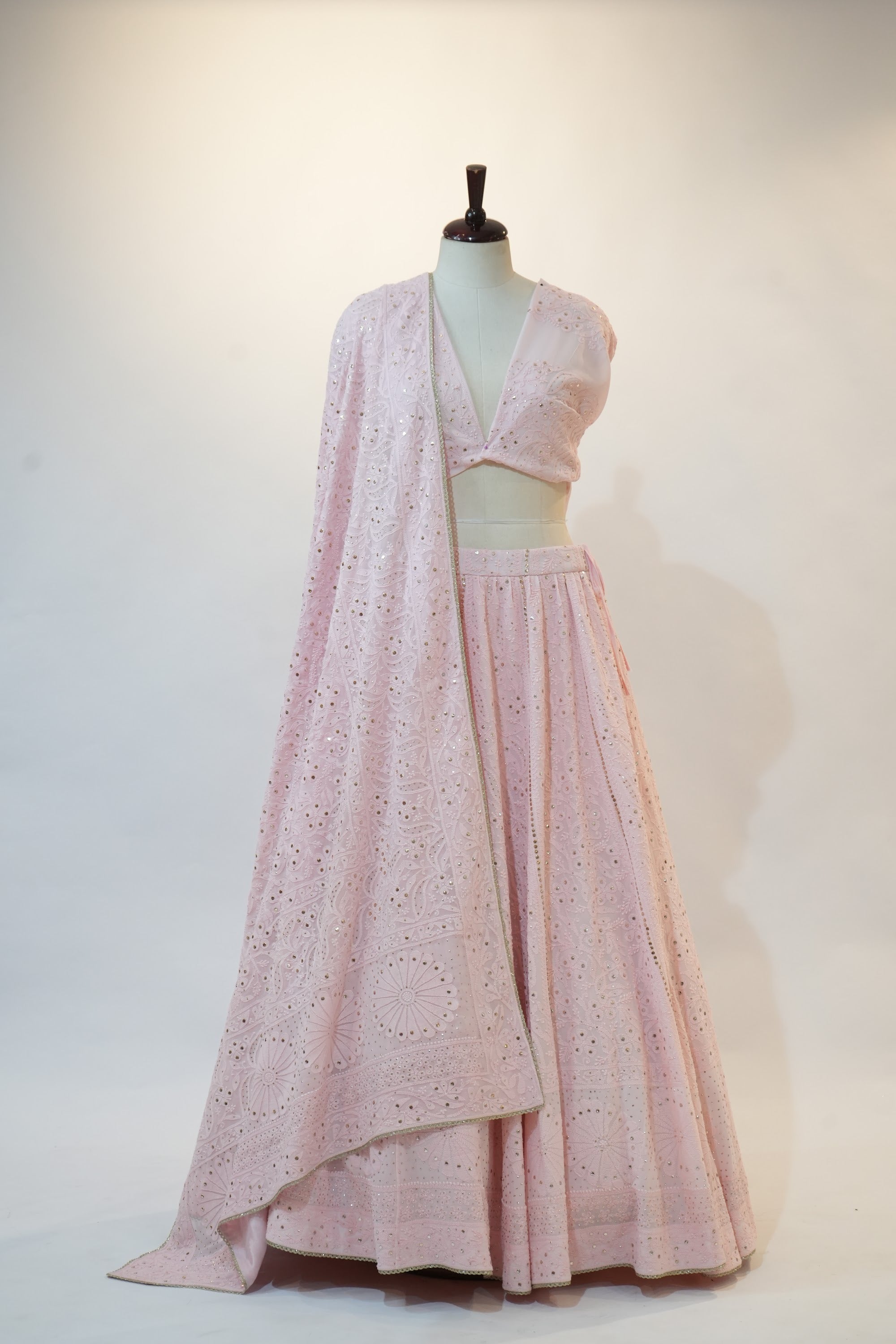 Blush Pink Chikankari Lehenga Set – Exclusives By AmarSons